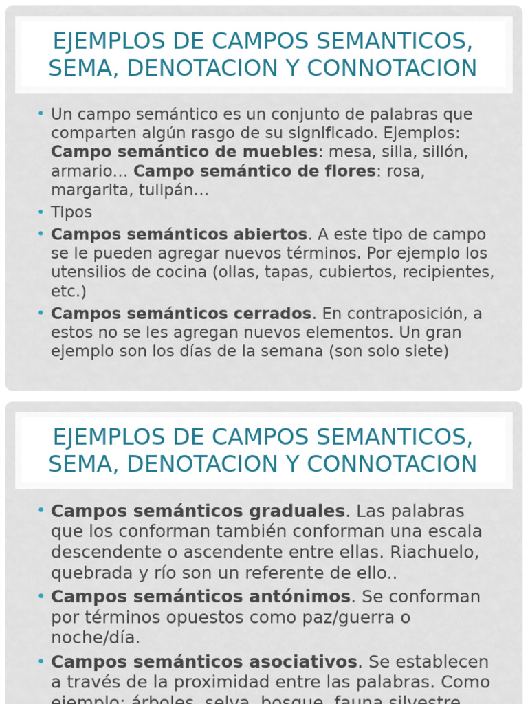 Ejemplos de Campos Semánticos y Sema | PDF | Semántica