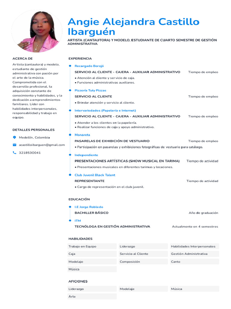 Angie Alejandra Castillo Ibarguén Resume | PDF | Art