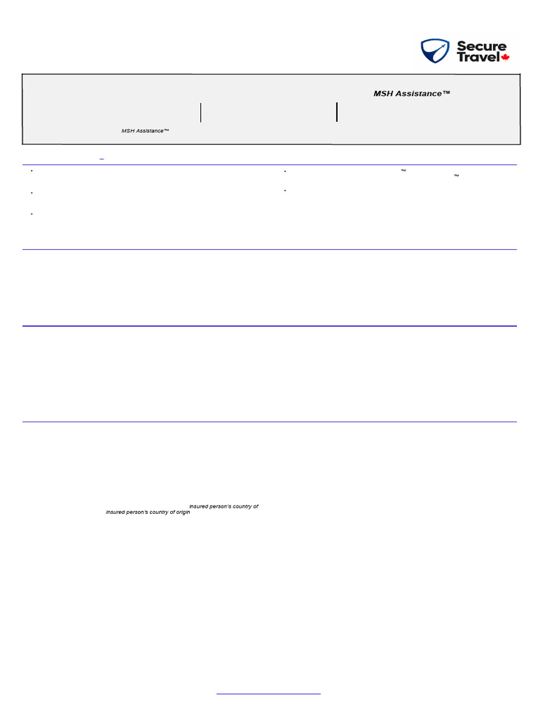 Travel Policy Wording PDF Insurance Hospital