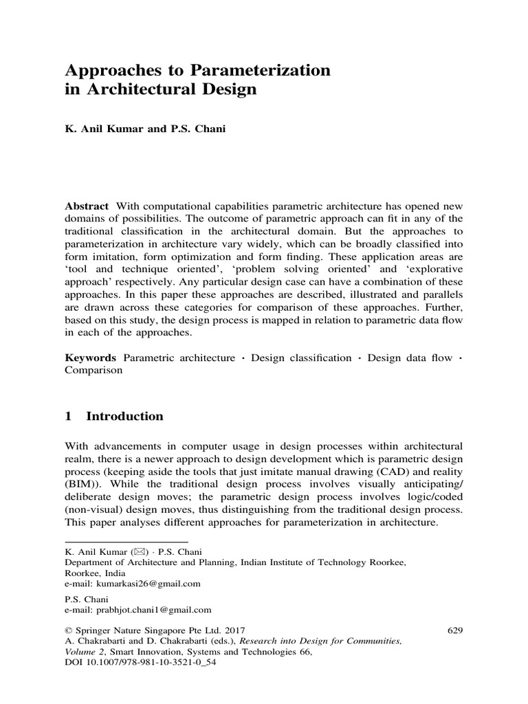 Approaches To Parameterization In Architectural Design Pdf
