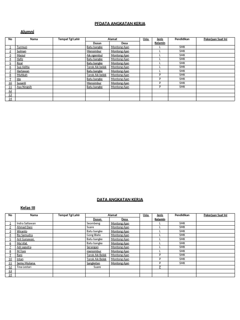 Data Angkatan Kerja | PDF