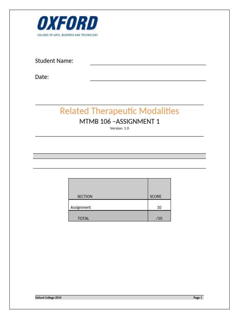 MTMB-106, Assignment 1 | PDF | Self-Improvement | Wellness
