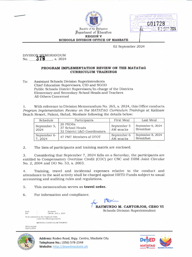 Div Memo 378 2024 | PDF