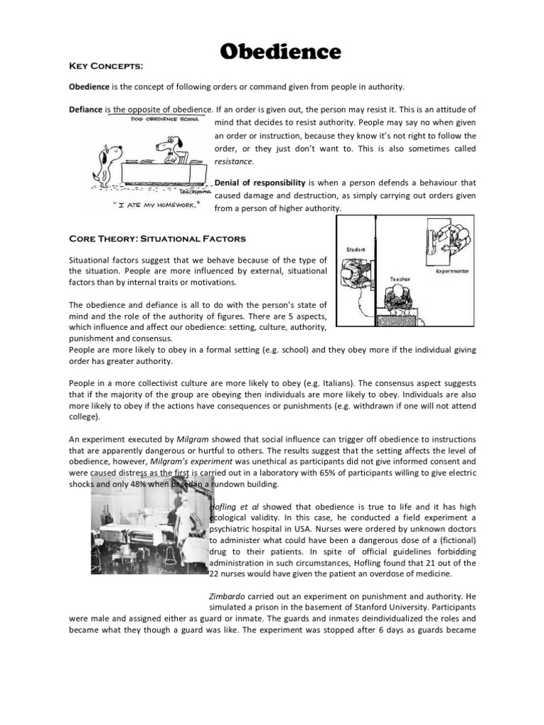 Obedience (Psychology) | PDF | Obedience (Human Behavior) | Psychology