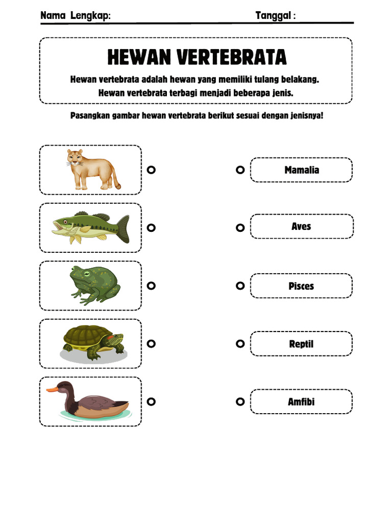 Lembar Kerja IPAS Hewan Vertebrata Hijau Putih Ilustratif - 3 | PDF