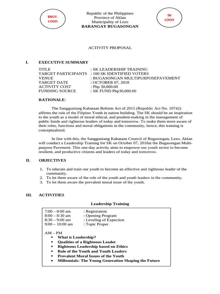 ACTIVITY PROPOSAL (Sample 1) | PDF