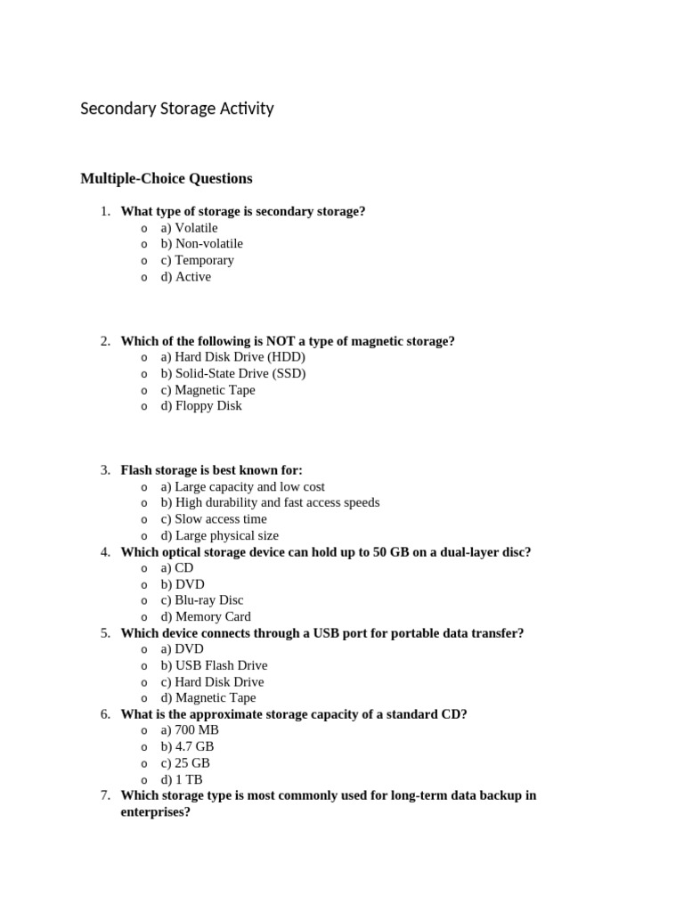 Secondary Storage Activity | PDF
