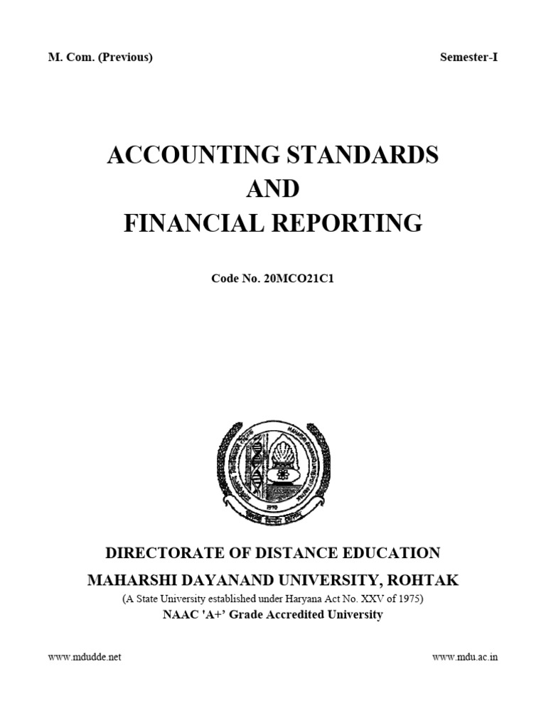 Accounting Standards - Financial Reporting - MCom | PDF | International Financial Reporting ...