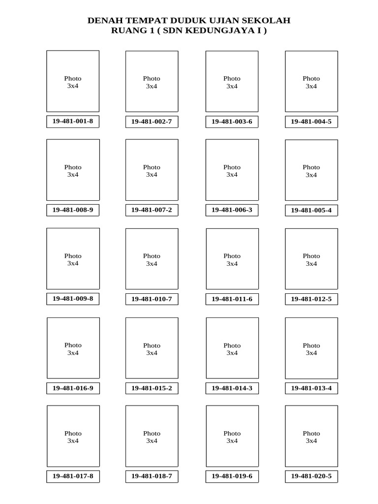 Denah Tempat Duduk Ujian Sekolah | PDF