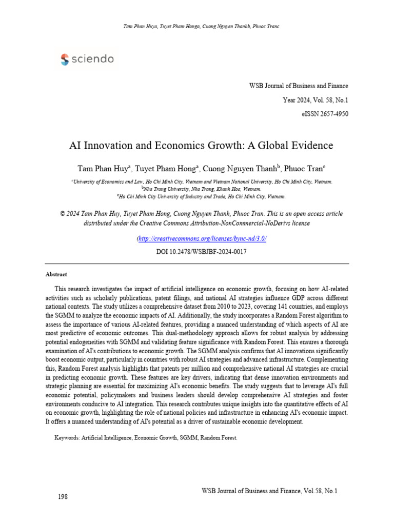 AI Innovation and Economics Growth A Global Eviden | PDF | Economic ...
