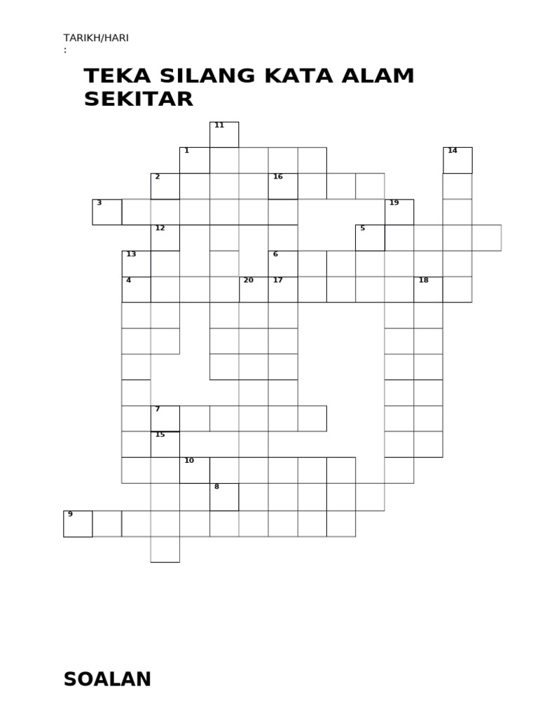 Teka Silang Kata Alam Sekitar Student | PDF