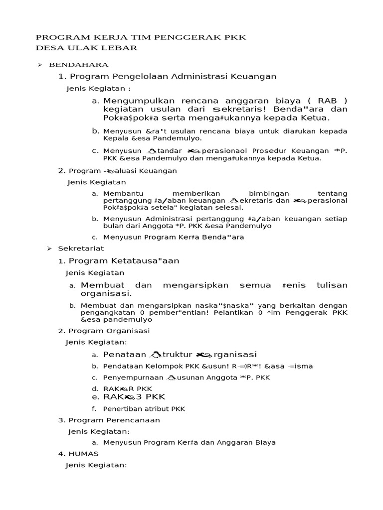 Program Kerja Tim Penggerak PKK | PDF | Karier & Perkembangan | Bisnis