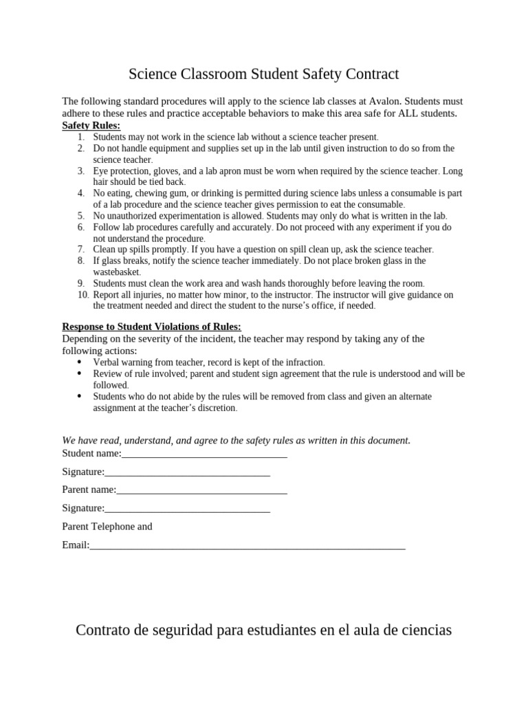 Lab Safety Contract | PDF | Laboratorios | Metodología