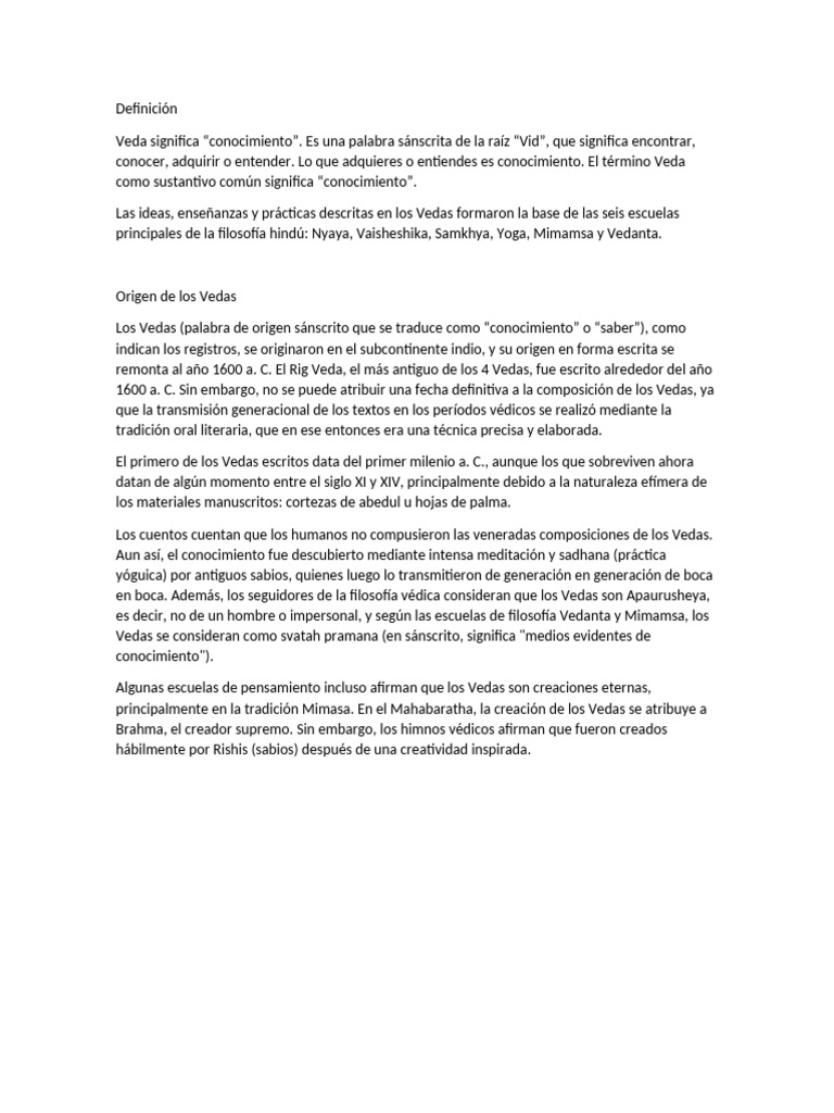 Definición y Origen de las Vedas | PDF | Vedas | Riego