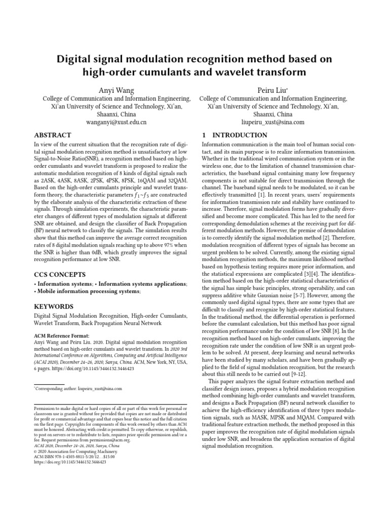 Wang 2020 | PDF | Signal To Noise Ratio | Wavelet