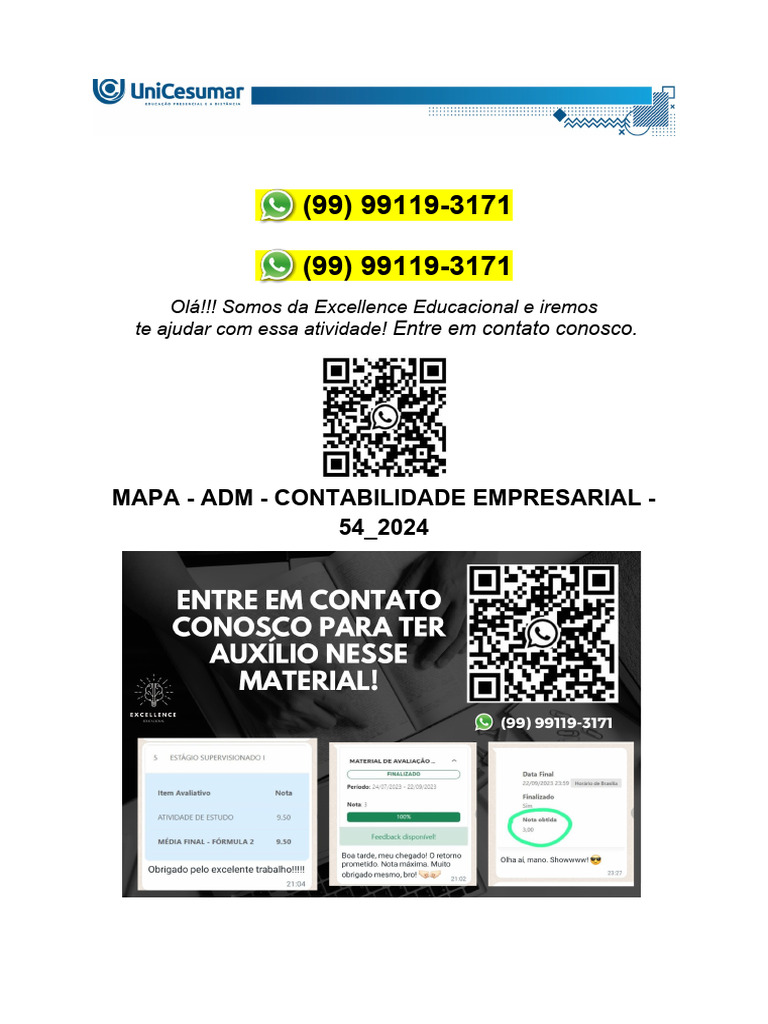 Mapa - Adm - Contabilidade Empresarial - 54 - 2024 | PDF | Contabilidade | Economia de negócios