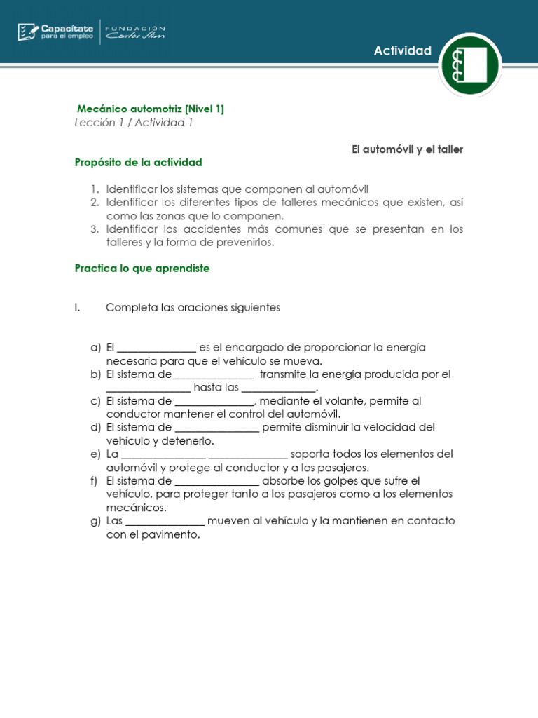 Clasificación de Los Automóviles y El Taller Mecánico | PDF | Coche ...