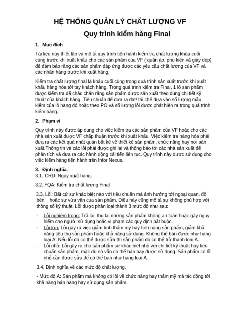 SOP. Final Inspection | PDF