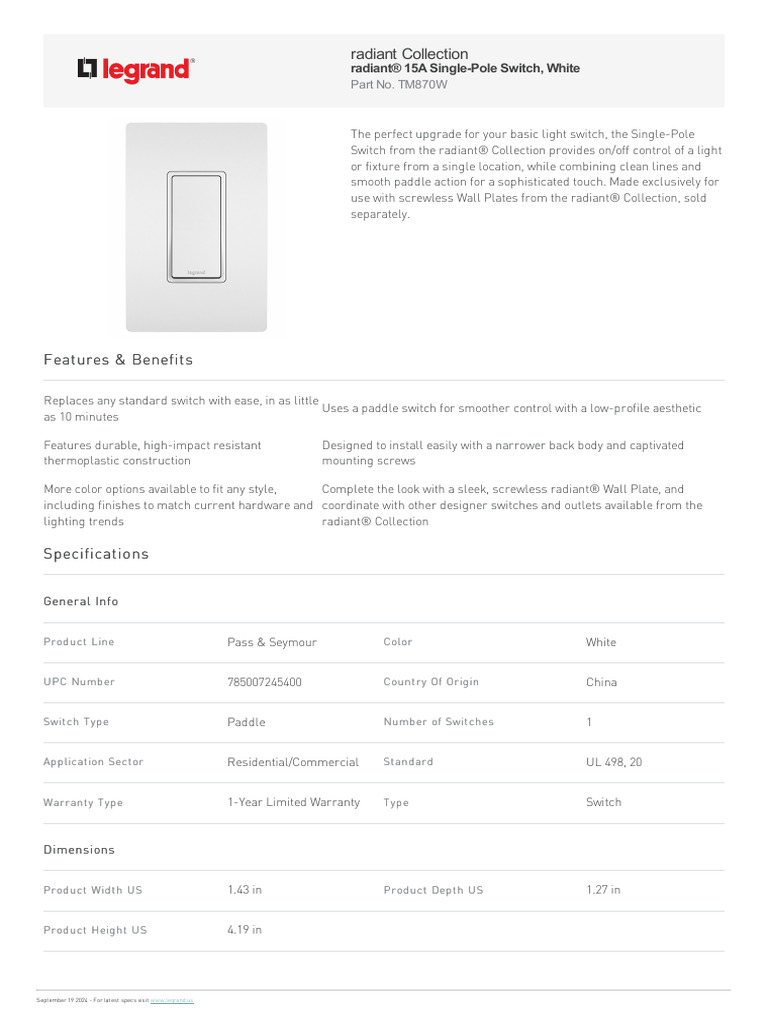 TM870W Web Cutsheet | PDF | Components | Equipment