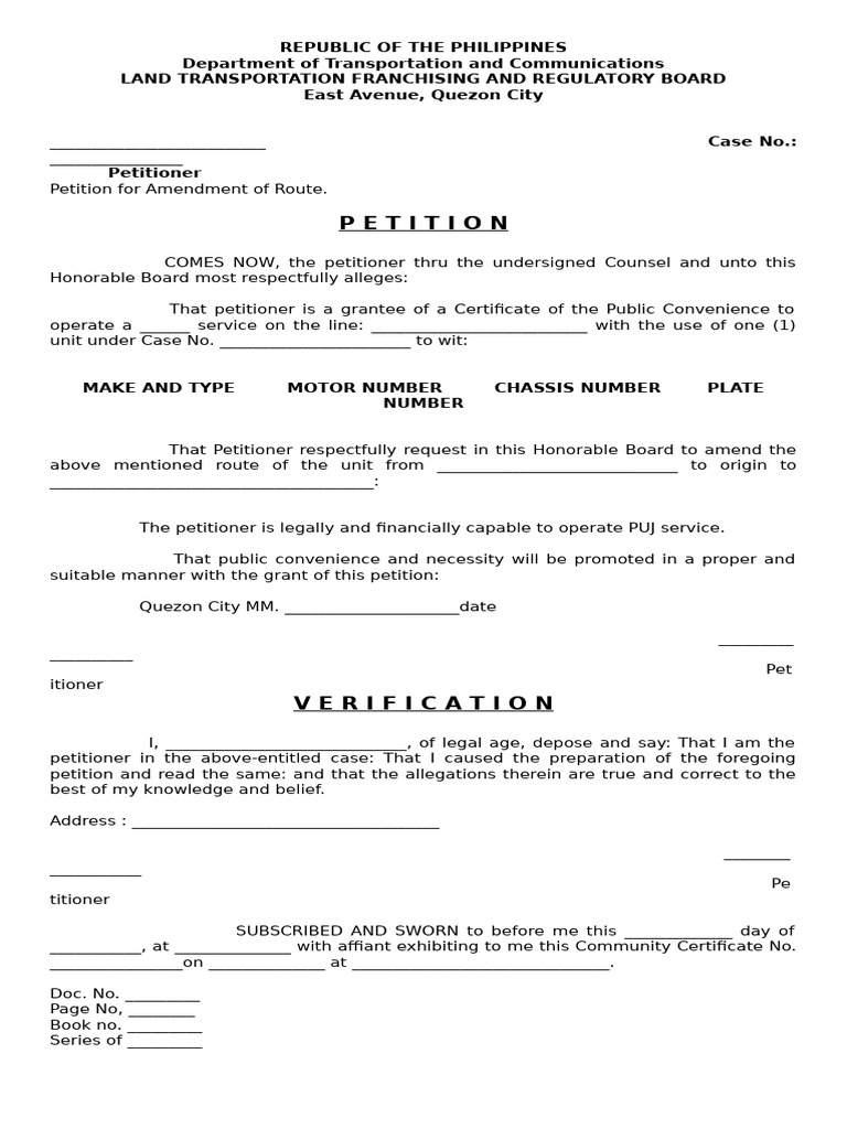 Petition For Amendment of Route. | PDF | Government