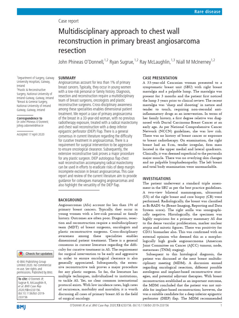Multidisciplinary Approach To Chest Wall | PDF | Breast Cancer | Mastectomy