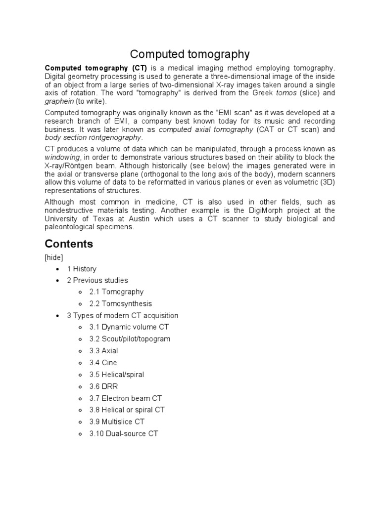 Computed Tomography | PDF | Ct Scan | Radiology