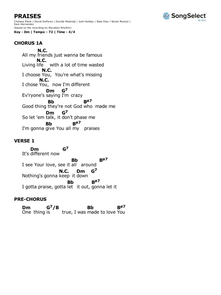 PRAISES Chords - Dm-2 | PDF | Song Structure | Musical Forms