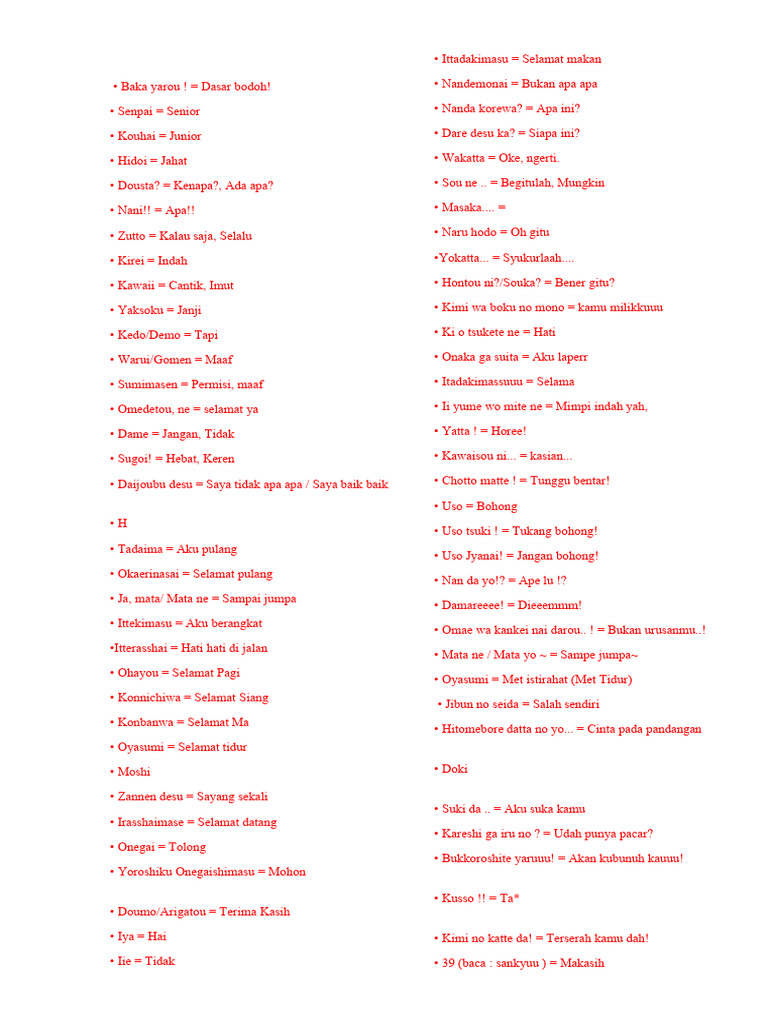 Nihongo No Kotoba - Kosakata | PDF