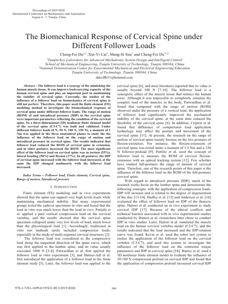 The Biomechanical Response of Cervical Spine Under Different Follower ...