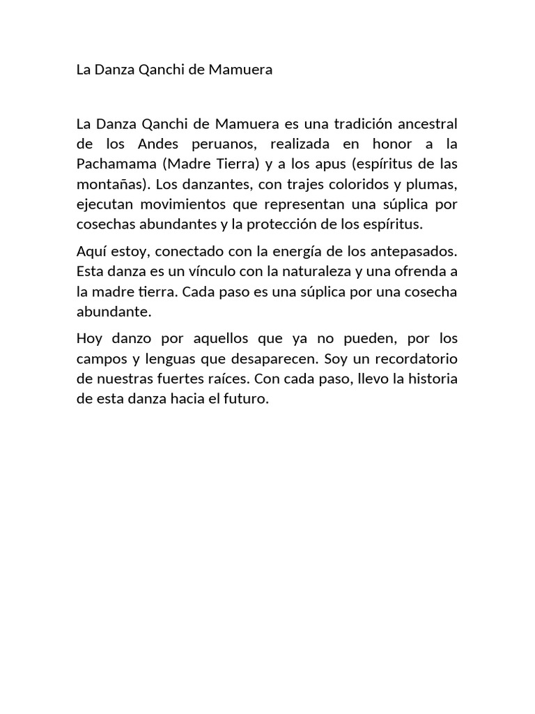 La Danza Qanchi de Mamuera | PDF