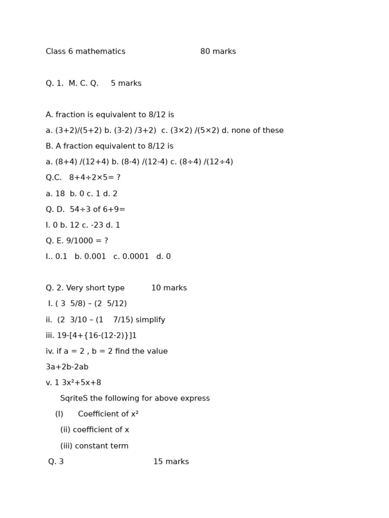 Class 6 Maths | PDF