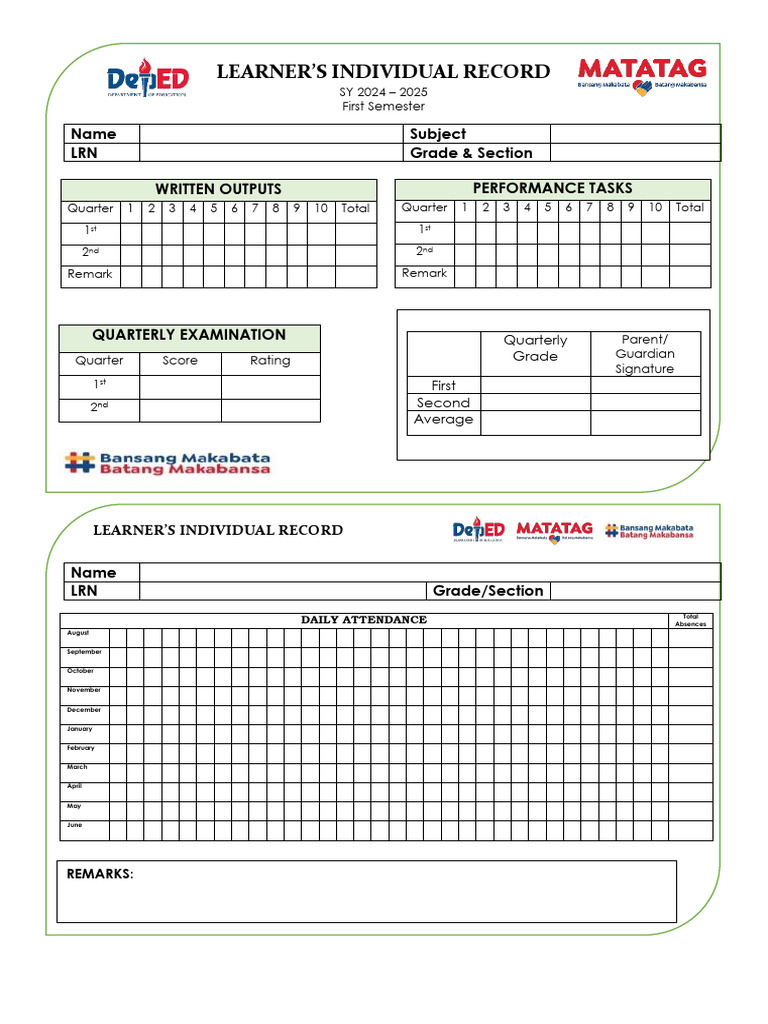 Filipino Learners Individual Record | PDF