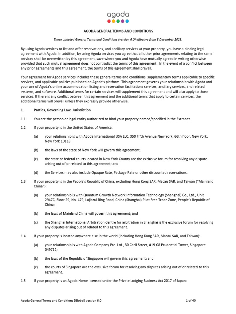 Contract - Agoda General Terms and Conditions | PDF | Value Added Tax | Taxes