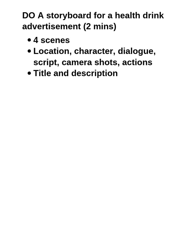 DO A Storyboard For A Health Drink Advertisement | PDF