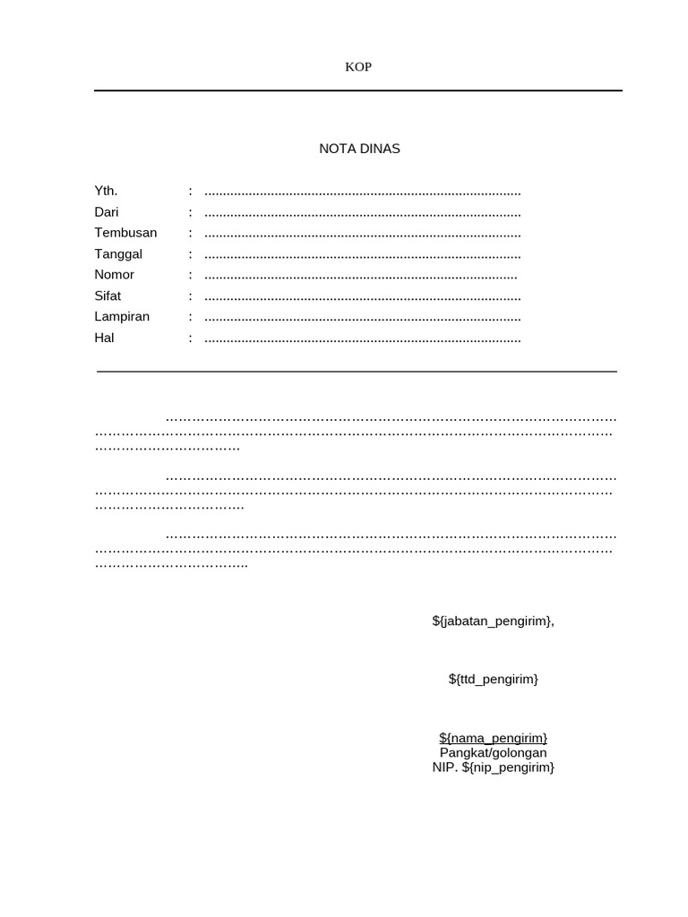 Template Srikandi 4. Nota Dinas | PDF