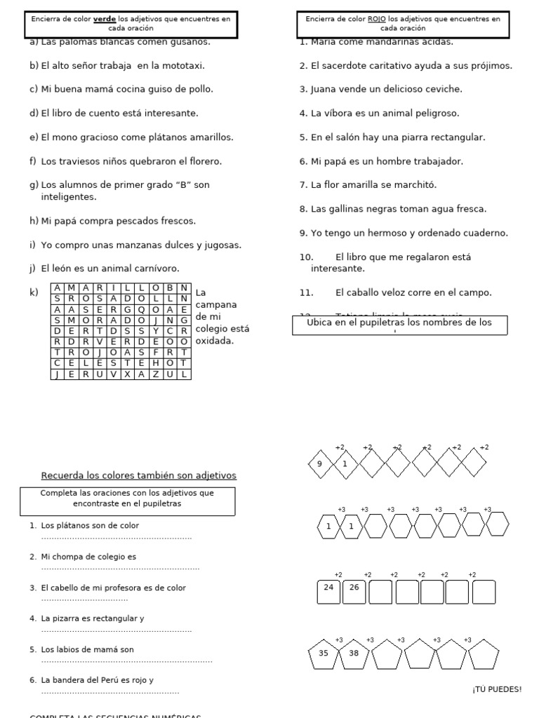 Adjetivos - Oraciones | PDF