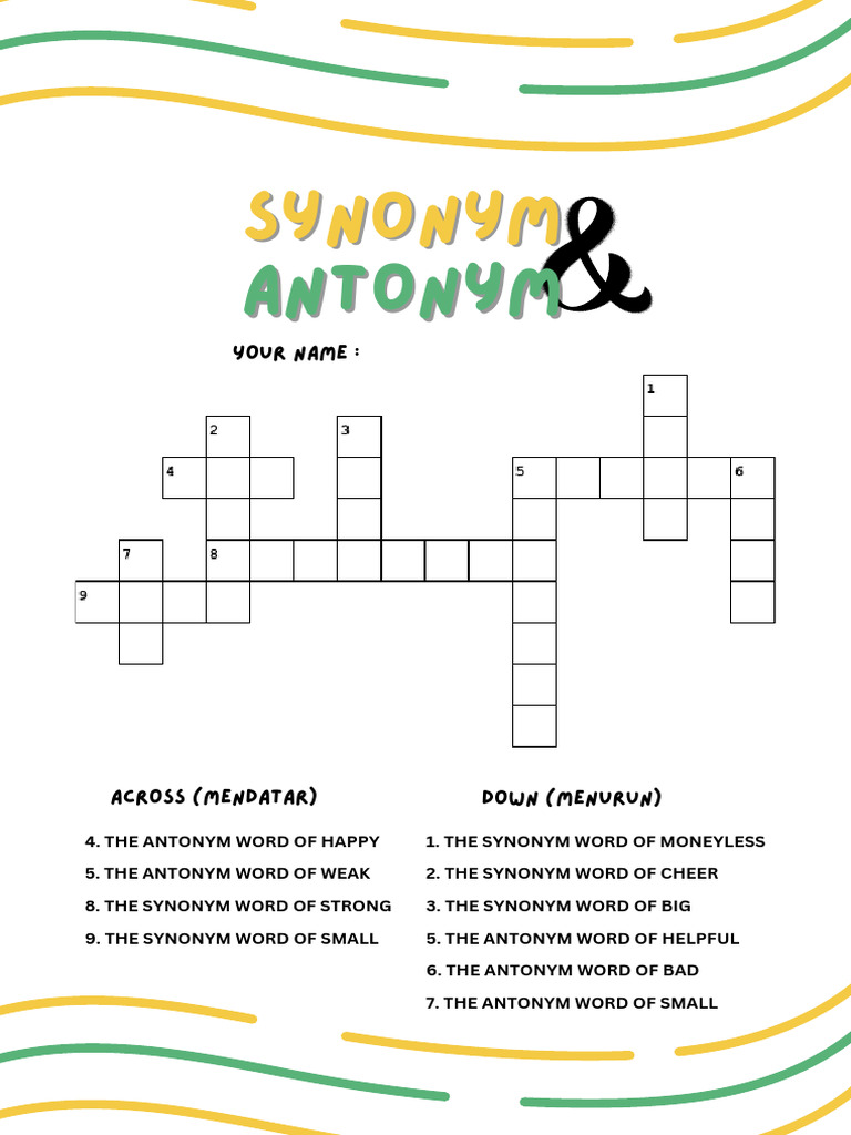 Synonym & Antonym Worksheet | PDF | Language Arts & Discipline ...