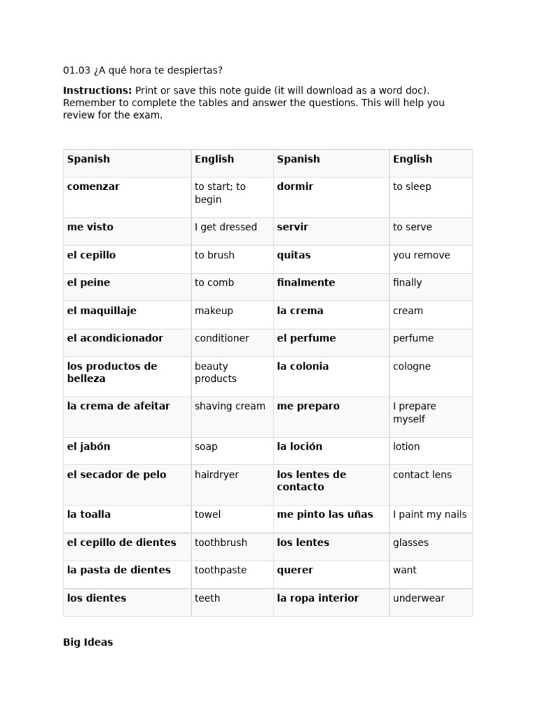 01.03 ¿A Qué Hora Te Despiertas | PDF | Linguistics | Morphology