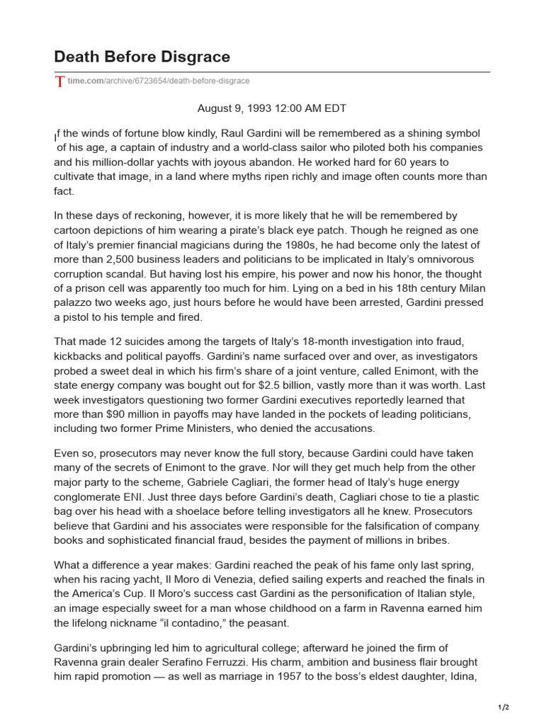 Death Before Disgrace | PDF