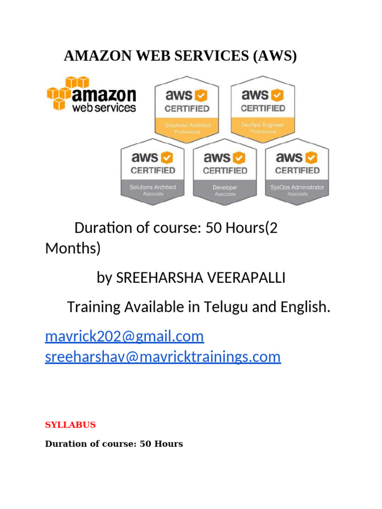 AMAZON WEB SERVICES by Shree Harsha | PDF | Amazon Web Services | Computer Network