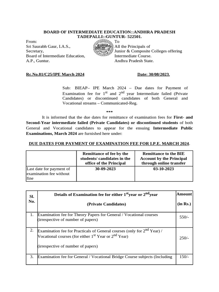 IPE Exam 2024 - Registration of Failed and Discontinued Students ...