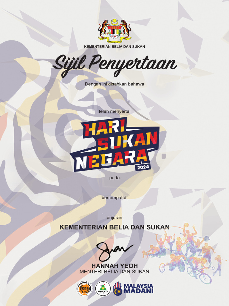 Penyertaan - SIJIL HSN 2024 - Signature | PDF