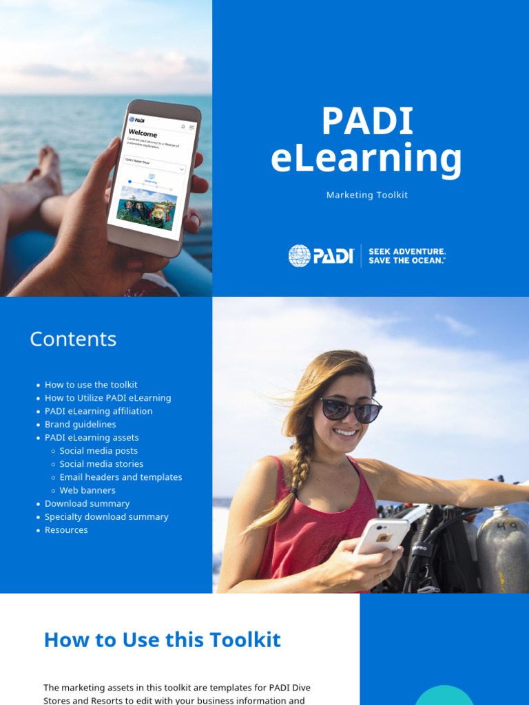 PADI Elearning Marketing Toolkit | PDF | Scuba Diving | Underwater Diving
