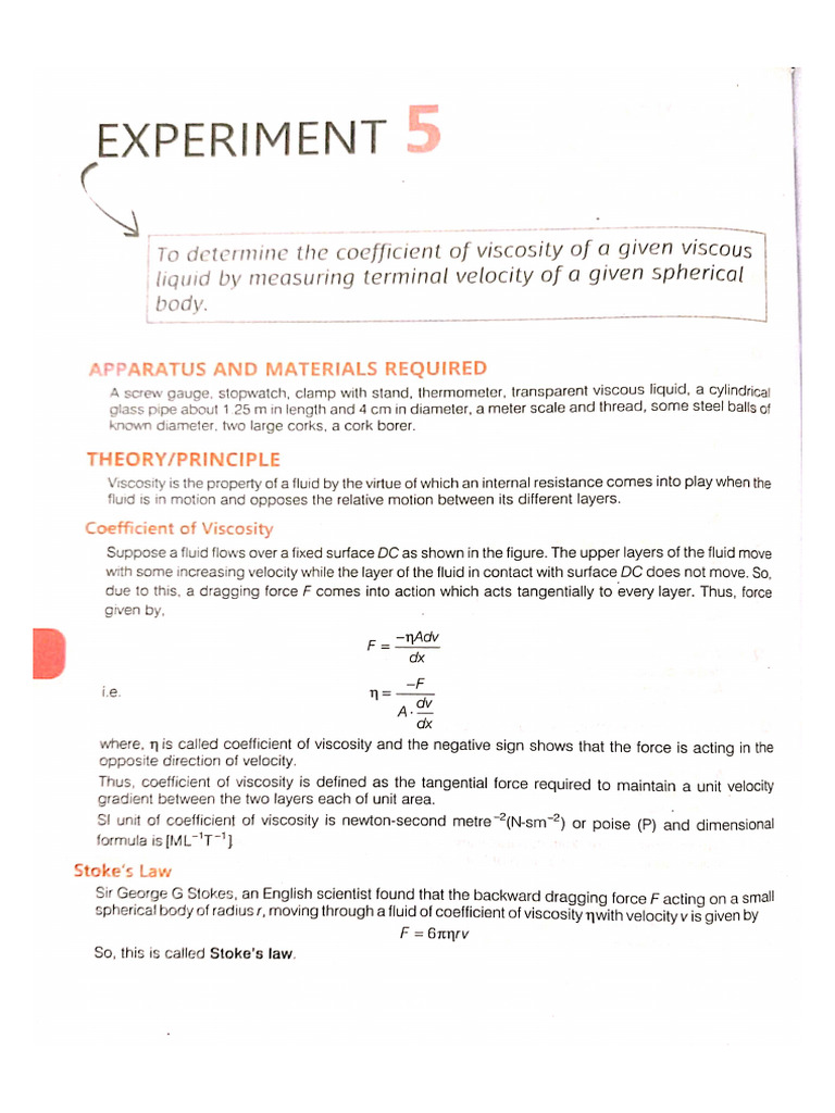Verification of Stoke's Law | PDF