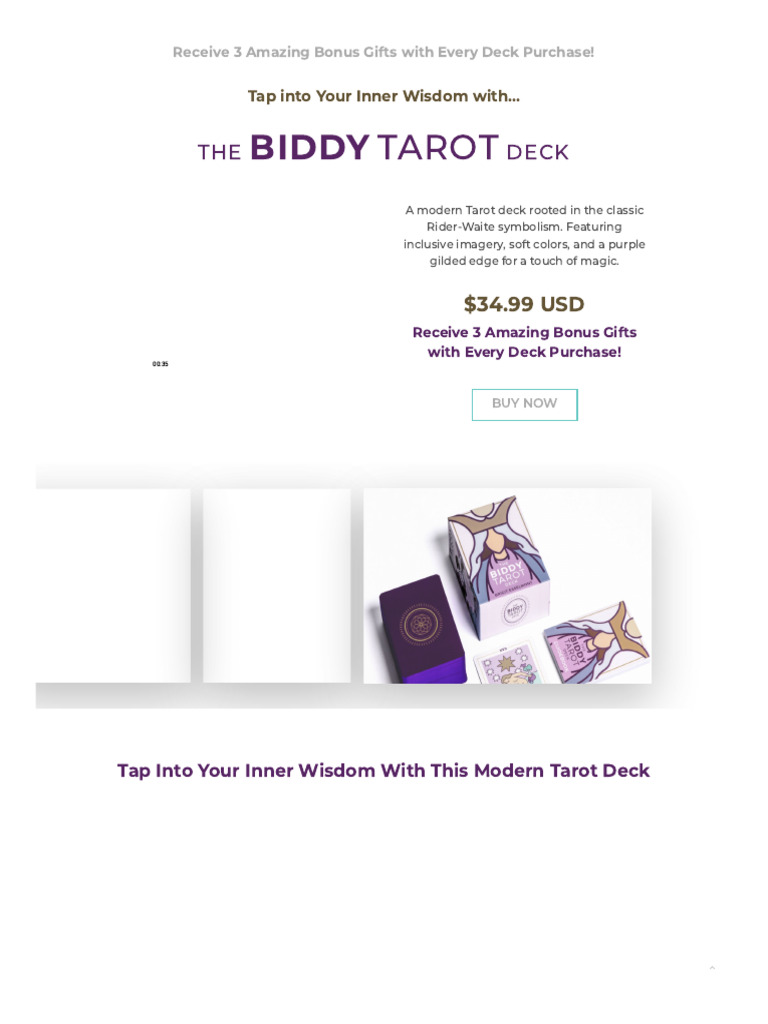 Biddy Tarot Deck: Modern Insights & Gifts | PDF | Playing Cards | Tarot