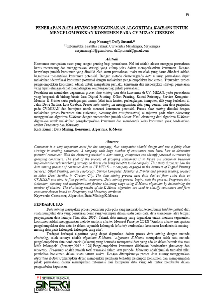 Penerapan Data Mining Menggunakan Algoritma K-Means Untuk | PDF