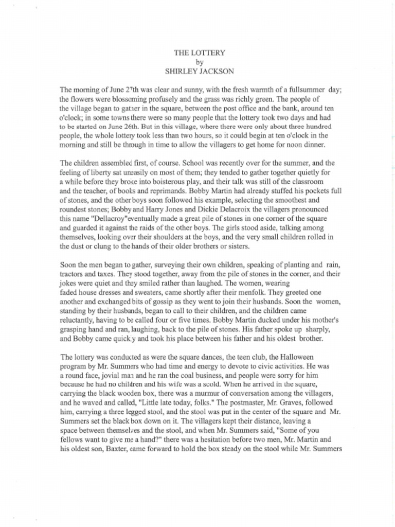 The Lottery | PDF