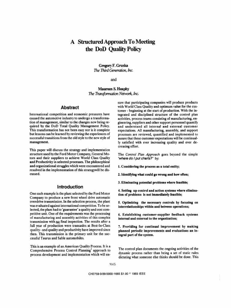 A Structured Approach To Meeting The Dod Quality Policy | PDF ...