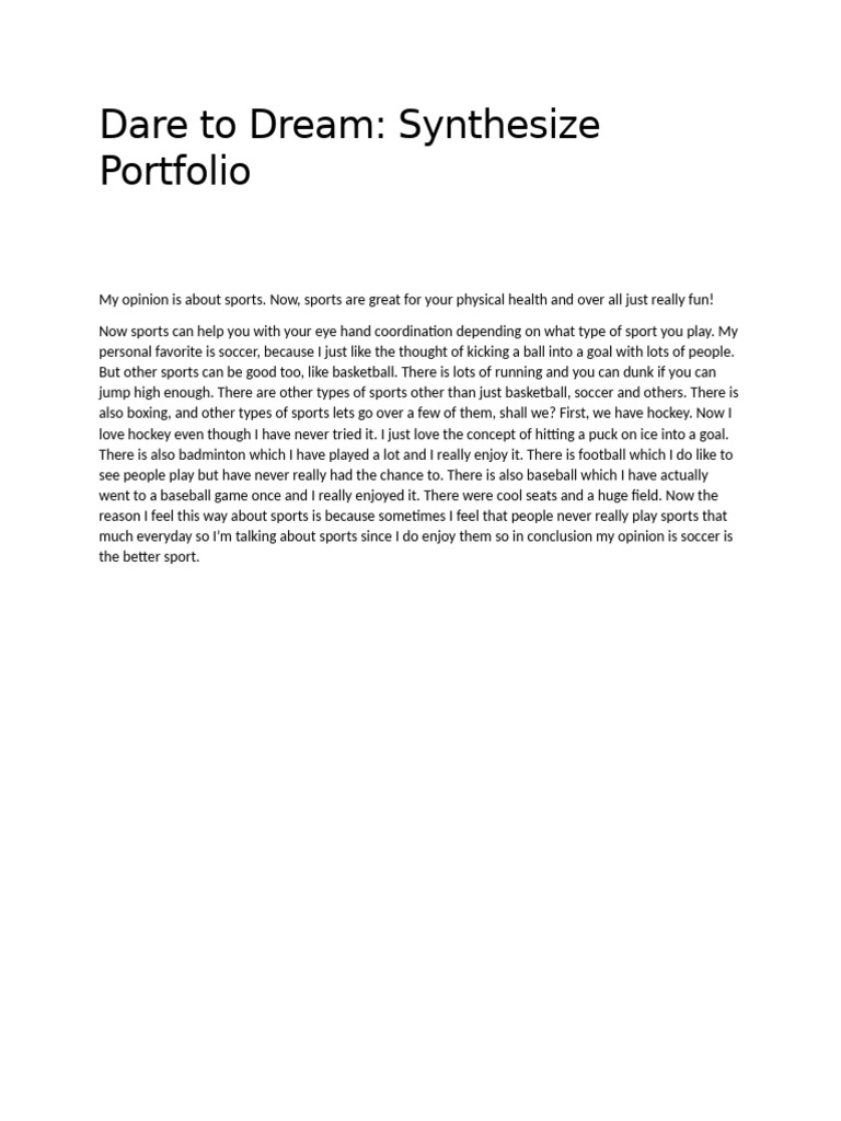 Dare To Dream Synthesize Portfolio | PDF