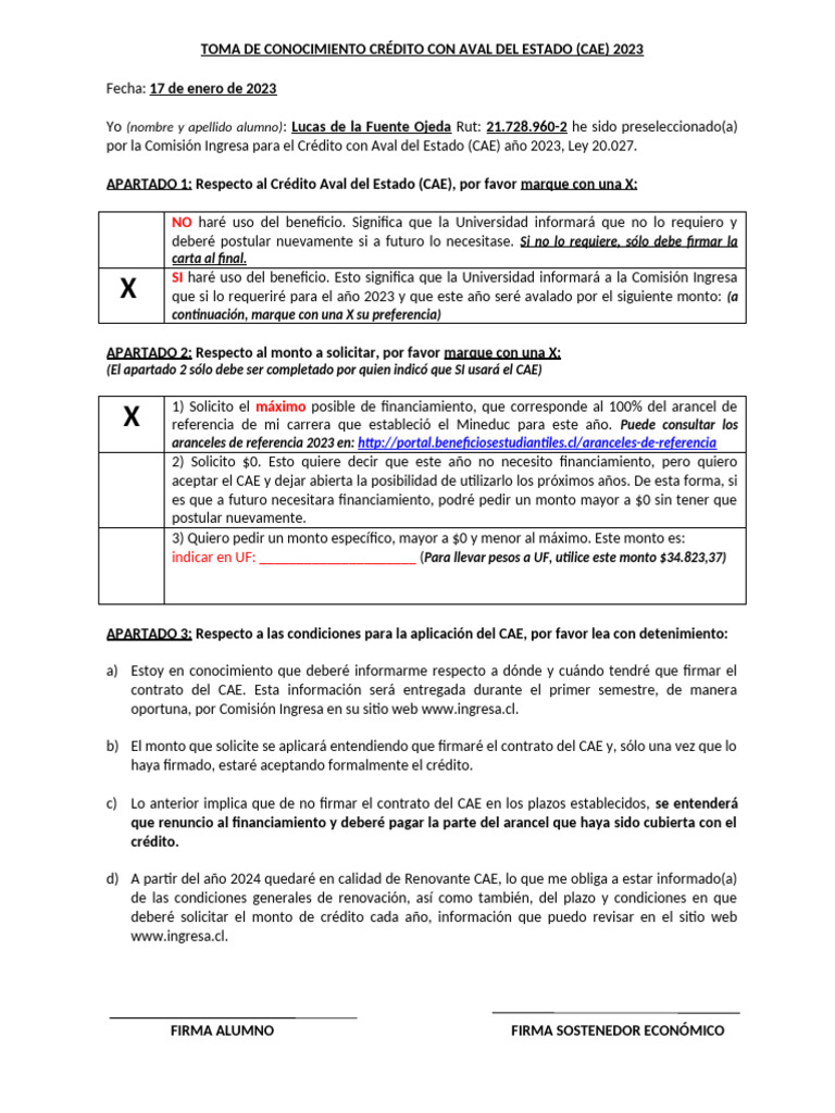 Toma de Conocimiento Cae 2023 | PDF